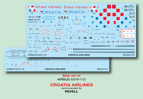 BOA Decals 144112 Airbus A319-112 - Croatia Airlines (designed to be used with Revell kits)