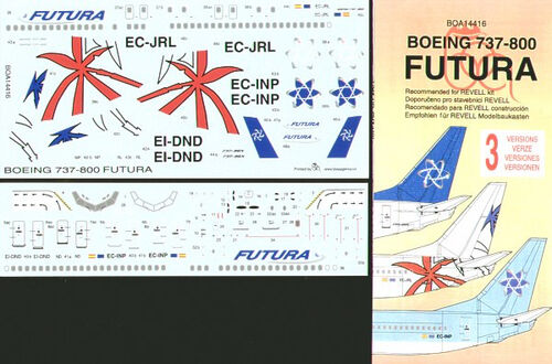 BOA Decals 14416 Boeing 737-800 - FUTURA Air Lines (3 schemes) (for Revell kits)