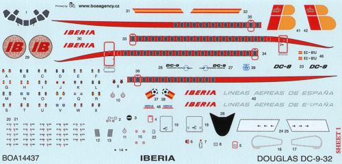 BOA Decals 14438 Douglas DC-9-32 - Iberia Old Livery (for Fly and AZ Models kits)