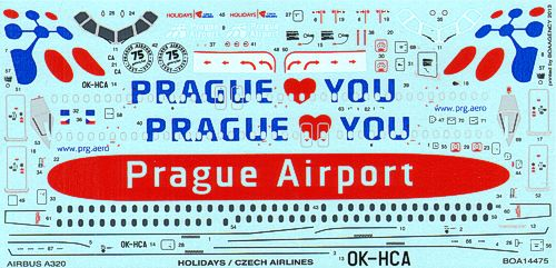 BOA Decals 14475 Airbus A320 - Holiday Czech Airlines (designed to be used with Revell kits)