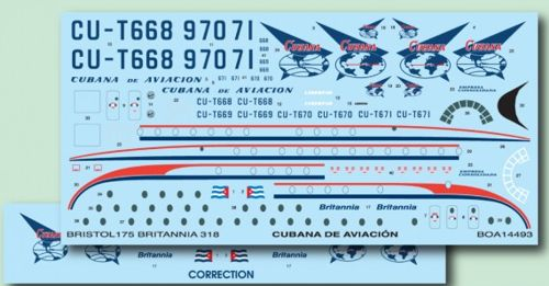BOA Decals 14493 Bristol Britannia 175 - Cubana Aviacion