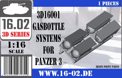 Custom scale 3D16001 Gasbottle Systems For Panzer 3