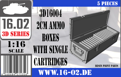 Custom scale 3D16004 2cm Ammo Boxes With Single Cartridges