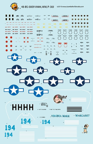 Bombshell BS48009 Lockheed P-38 J Lightning - Wicked Woman and Virginia Marie Margaret