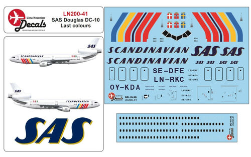 Lima November Decals 200-41 Douglas DC-10 - SAS in the Rainbow colour scheme