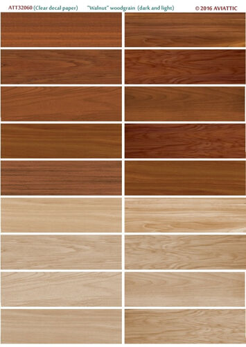 Aviattic ATT32060 Walnut woodgrain - dark and light (clear decal paper)
