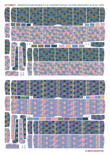 Aviattic ATT48023 Fokker D.VII (Alb/OAW built) - 4 & 5 colour “lozenge” factory fresh effect & lilac tapes