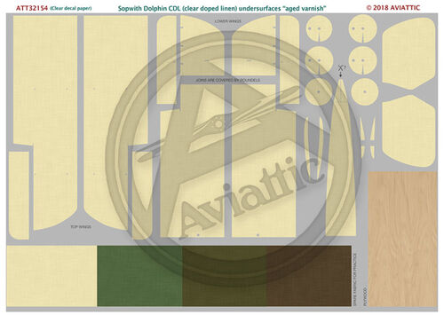 Aviattic ATT32154 Sopwith Dolphin - CDL (clear doped linen) 'aged varnish' under surfaces (clear decal paper)