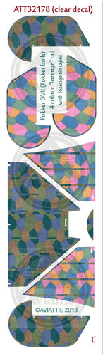 Aviattic ATT32178 Fokker D.VII (Fokker built) - 4 colour 'lozenge' tail with lozenge rib tapes