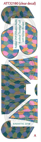 Aviattic ATT32180 Fokker D.VII (Albatros built) - 4 colour 'lozenge' tail with lozenge rib tapes