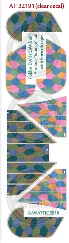 Aviattic ATT32191 Fokker D.VII (OAW built) - 4 colour 'lozenge' tail with linen rib tapes