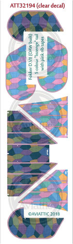 Aviattic ATT32194 Fokker D.VII (OAW built) - 5 colour 'lozenge' tail with pink rib tapes