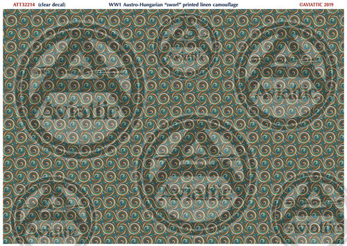 Aviattic ATT32214 Austro-Hungarian WWI printed linen 'sworl' camouflage - factory finish (clear decal)