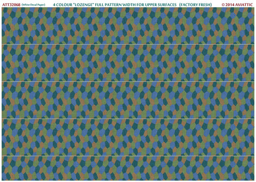 Aviattic ATT32068 4 colour lozenge - full pattern width for upper surfaces (factory fresh) (white decal paper)