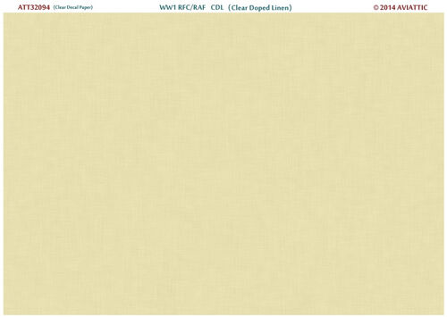 Aviattic ATT32094 RFC/RAF WWI CDL (clear doped linen) (clear decal paper)