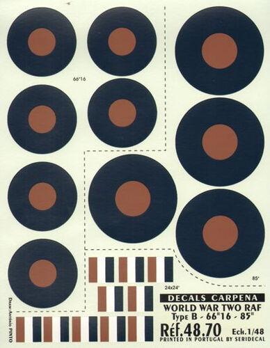 Colorado / Carpena Decals 48070 RAF Type B Roundels/Insignia - (66"16 - 84")