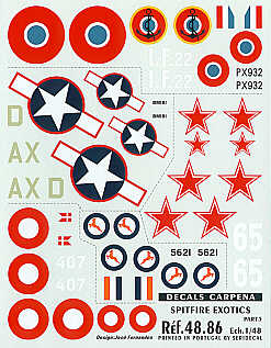 Colorado / Carpena Decals 48086 International Supermarine Spitfire Part 5 (5 schemes)