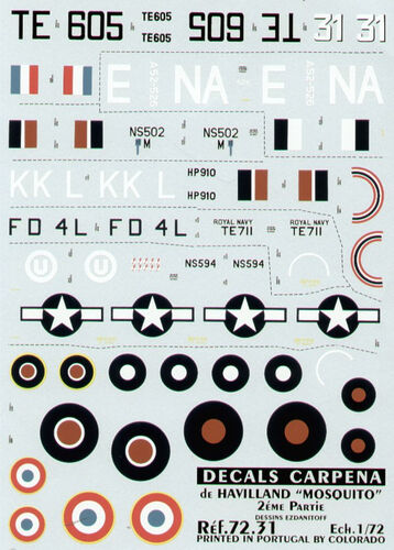 Colorado / Carpena Decals 72031 de Havilland Mosquito Mk.VI (5 schemes)
