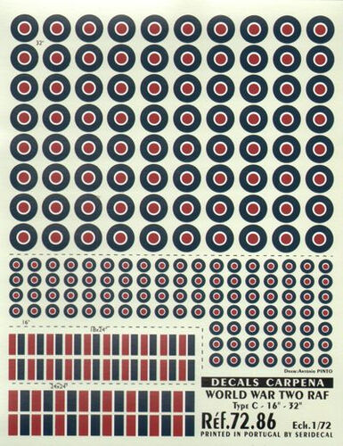 Colorado / Carpena Decals 72086 RAF Type C Roundels/National Insignia (16" -32")