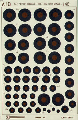 Almark A4810 RAF Type B National Insignia for Fighters and medium size aircraft (1938-1945)