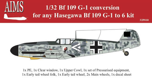 Aims 32P010 Messerschmitt Bf-109 G-1 - Conversion Set (designed to be used with Hasegawa kits)