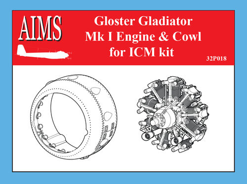 Aims 32P018 Gloster Gladiator Mk.I - engine and cowl set (designed to be used with ICM kits)