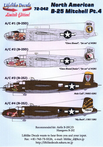 Lifelike Decals 72042 North American B-25 Mitchell Part 4 (4 schemes)