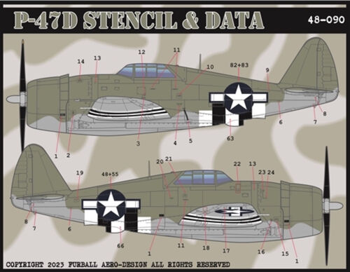 Furball Aero-Design 48090 Republic P-47 D Thunderbolt - Stencils and Data