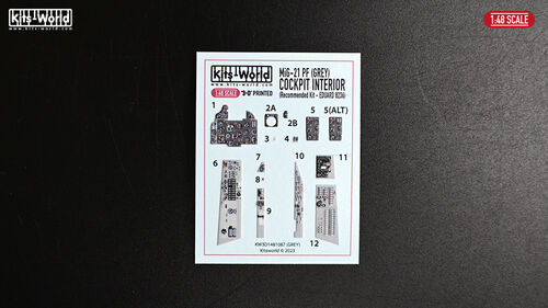 Kits World 3D1481089 Mikoyan-Gurevich MiG-21 PF - Cockpit Interior 3D Decals - Grey Color (for Eduard 8236 kit)