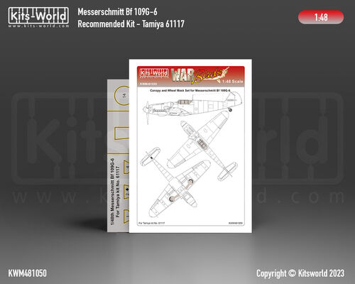 Kits World M481050 Messerschmitt Bf-109 G-6 - Wheels and Canopy Frame Paint Masks (for Tamiya 61117 kit)