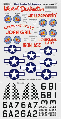 Rising Decals RD48035 Black Checker Tail Squadron - P-47 D (4 schemes)