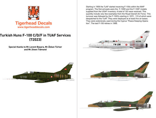 TigerHead Decals 72023 Turkish Huns - North American F-100 C/D/F in Turkish Air Force Service