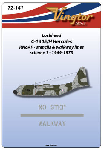 Vingtor 72141 Lockheed C-130 E/H Hercules, RNoAF - Stencils & walkway lines, Scheme 1 (1969-1973)