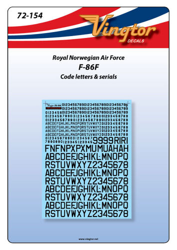 Vingtor 72154 North American F-86 F Sabre - Squadron codes & serials, RNoAF