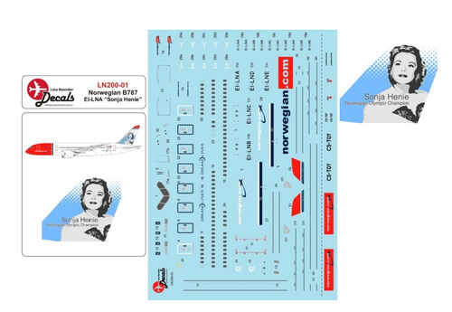 Lima November Decals 200-01 Boeing 787 - Norwegian EI-LNA "Sonja Henie'