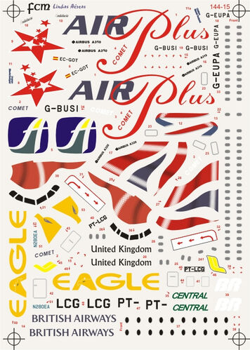 FCM 44015 Airbus A310 / A319 / A320 and Fokker F-27 Decals