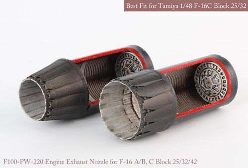 MK1 Design A48044 General-Dynamics F-16 A/B/C/D Block 25/32/42 - P&W Exhaust Nozzle and After Burner Set - Opened AND Closed (for Hasegawa kits)
