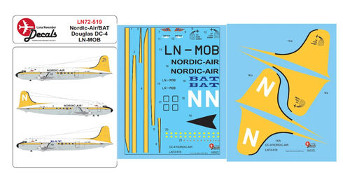 Lima November Decals 72-519 Douglas DC-4 - Nordic-Air and Bergen Air Scheme