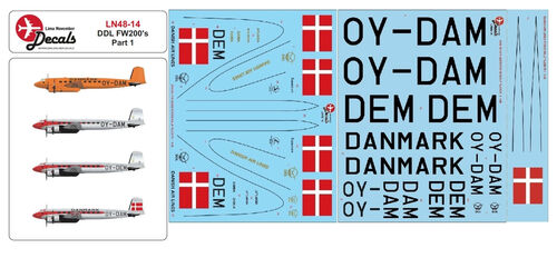 Lima November Decals 48014 Focke-Wulf Fw-200 C-4 - Danish Air Lines OY-DAM x 3 and OY-DEM Part 1