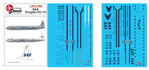 Lima November Decals 72-560 Douglas DC-7 C - SAS Scheme with masks