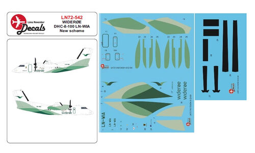 Lima November Decals 72-542 de Havilland Canada DHC-8-100 - Wideroe LN-WIA New Colour Scheme