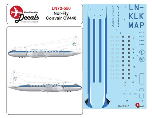 Lima November Decals 72-550 Convair CV-440 - Nor-Fly Scheme