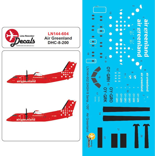Lima November Decals 144-604 de Havilland Canada DHC-8-200 - Air Greenland Scheme