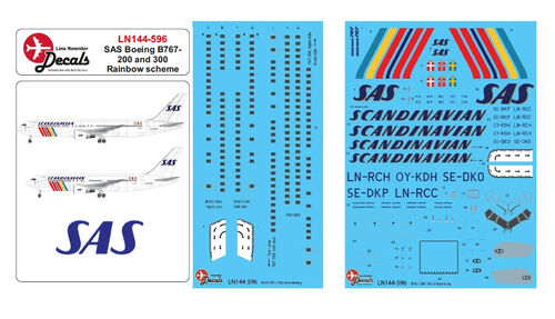 Lima November Decals 144-596 Boeing 767-200/300 - SAS in the Rainbow Scheme
