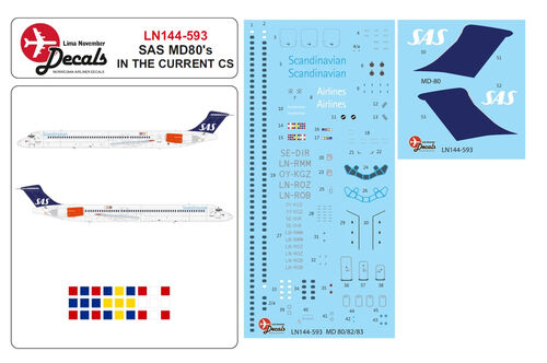 Lima November Decals 144-593 McDonnell-Douglas MD-81/MD-82/MD-83 - SAS in the current scheme