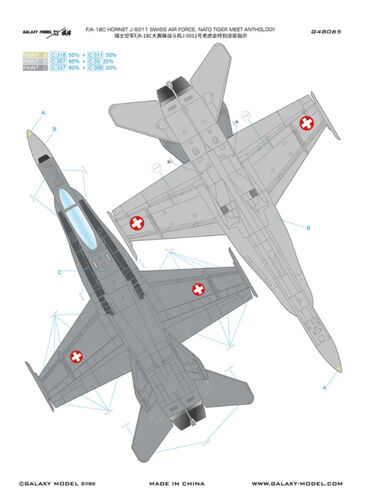 Galaxy-Model G48065 F/A-18 C Hornet - J-5011 Swiss Air Force - NATO Tiger Meet Anthology (for Kinetic Kits)