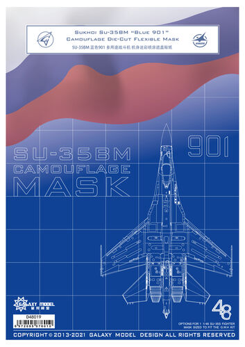 Galaxy-Model D48019 Sukhoi Su-35 BM "Blue 901" - Camouflage Die-cut Flexible Mask (for Great Wall Hobby L4820 Kit)