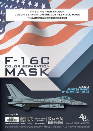 Galaxy-Model D48049 F-16 C - Color Separation Die-cut Flexible Mask for Accurate Airframe Painting (for Kinetic 48102 Kit)