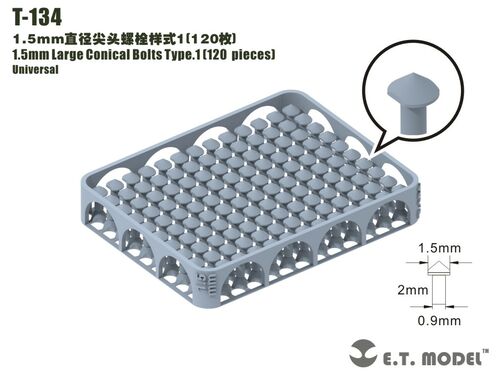 ET Model T-134 1.5 mm Large Conical Bolts Type 1 (120 pieces)