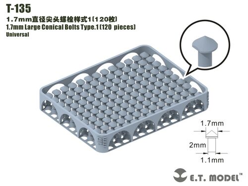 ET Model T-135 1.7 mm Large Conical Bolts Type 1 (120 pieces)